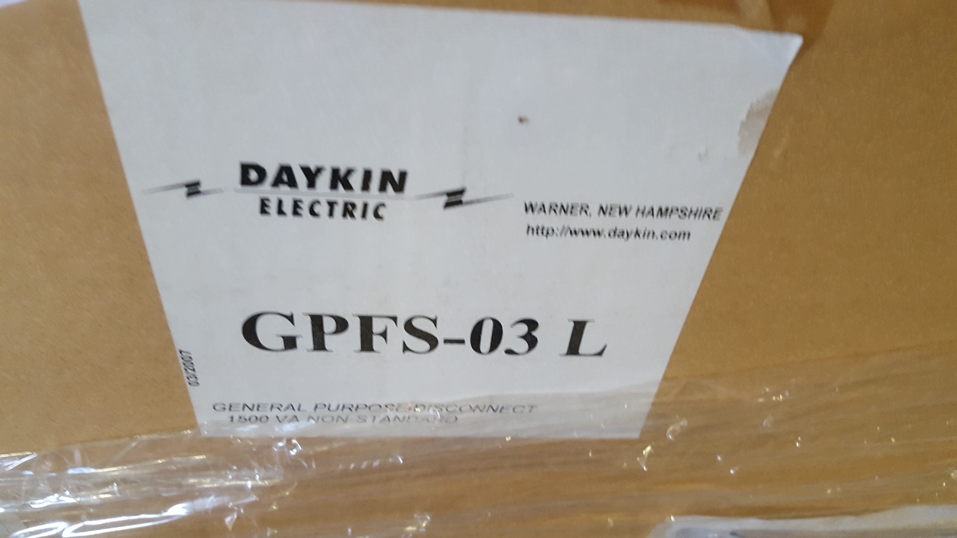 DAYKIN GPFS-03L Transformer Disconnect Switch 1500VA 480Vx120V 1PH 12. – Ideal Surplus