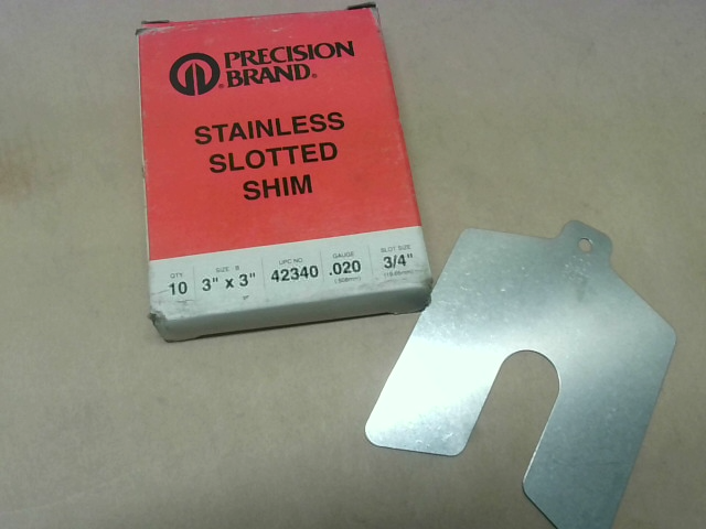 Precision Brand 42340 Stainless Slotted Shim 3"x3" .020 Gauge S – Ideal Surplus