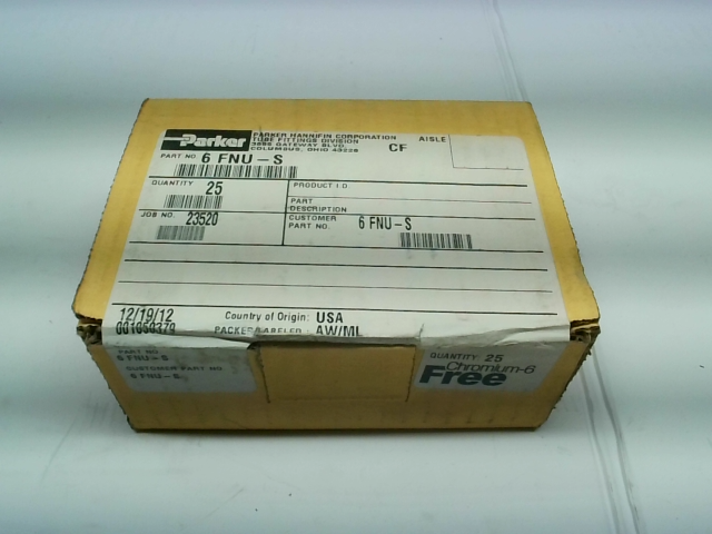 Parker 6 FNU-S (25 PCS) 3/8 Flareless Fittings Ferulok 24 3/8'' Tube O ...