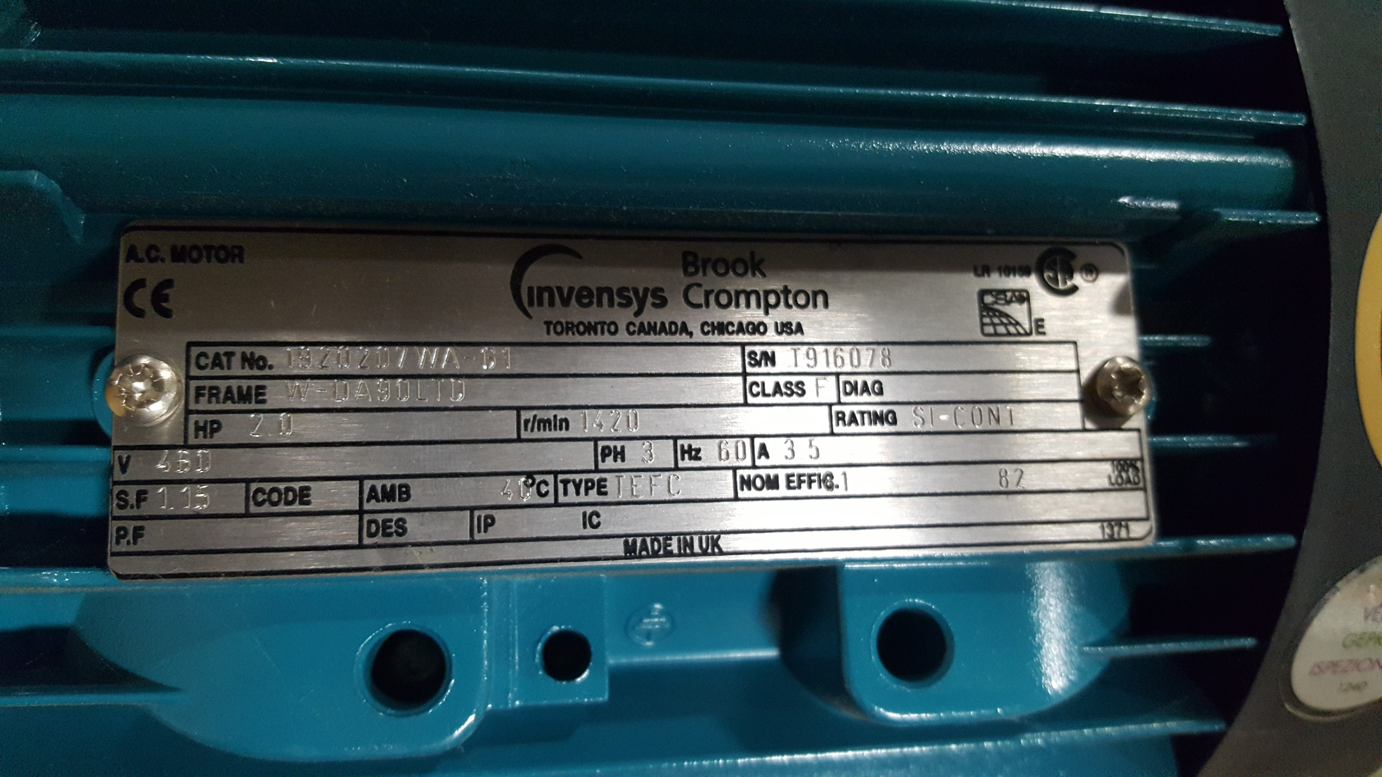 BROOK CROMPTON 1920207WA-G1 MOTOR – Ideal Surplus
