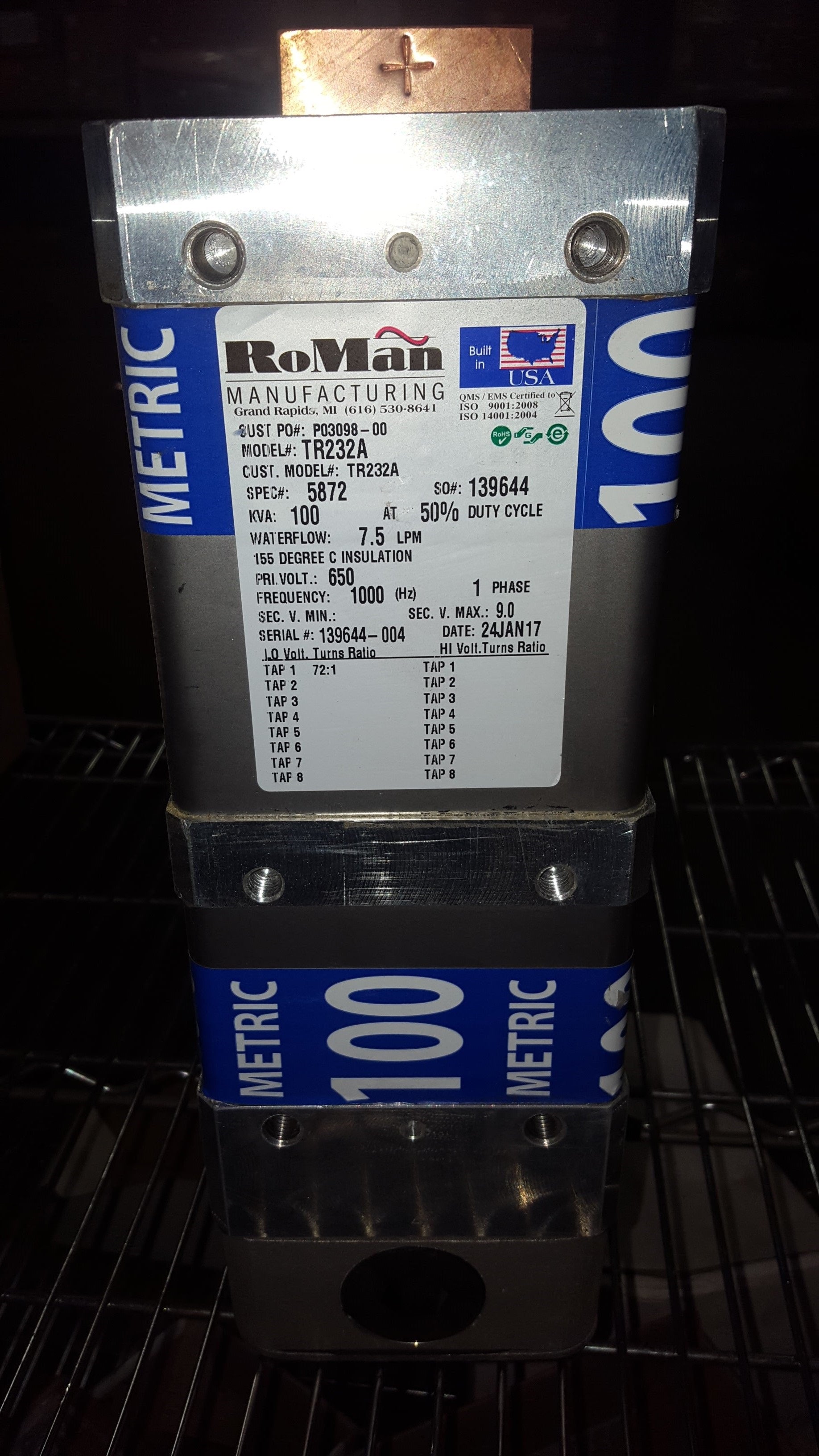 RoMan 100KVA Resistance Welding Transformer – Ideal Surplus
