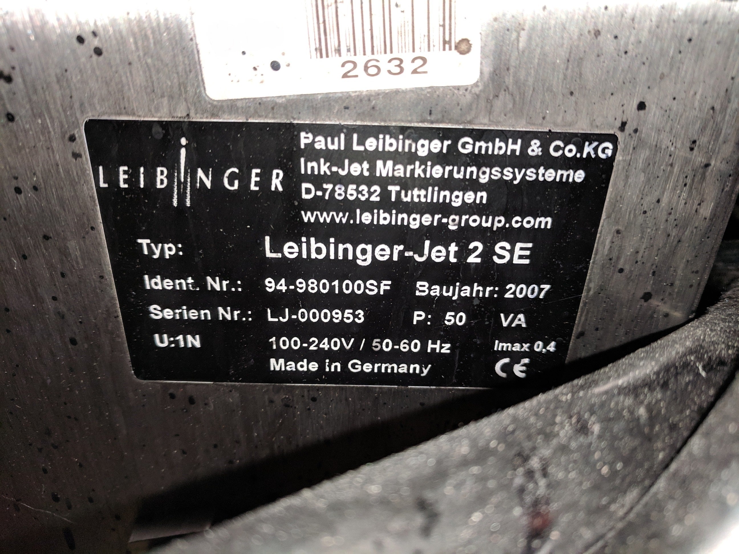 Leibinger JET 2 SE Small Character Industrial Inkjet Printer Coder 94 ...