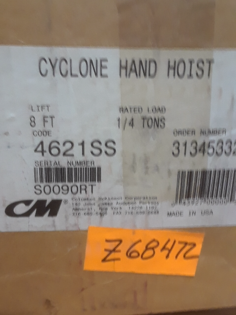 CM Cyclone 1/4-Ton Hook Mount Hand Chain Hoist 8' Lift Chain 500lb Cap ...