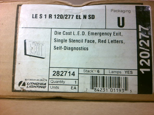 Lithonia Lighting Exit Sign LE S 1 R 120/277 – Ideal Surplus
