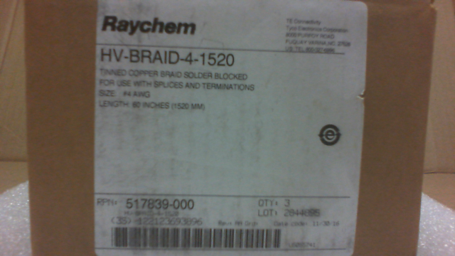 Raychem HV-BRAID-4-1520 Tinned Copper Braid Solder Blocked (3 Pieces ...