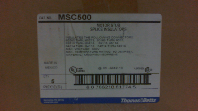 Thomas & Betts MSC500 Motor Stub Splice Insulators (5 PCS) Factory Sea ...