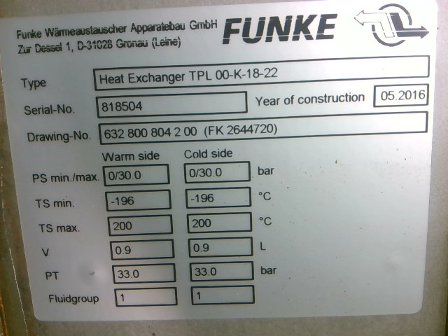 Funke TPL 00-K-18-22 Heat Exchanger – Ideal Surplus
