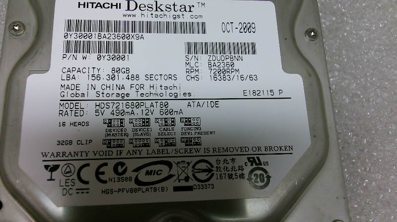 Hitachi Deskstar HDS721680PLAT80 80GB Desktop Hard Drive 3.5" H – Ideal ...