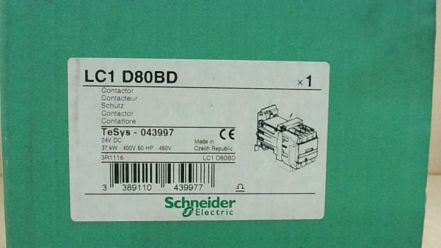Schneider LC1 D80BD Motor Contactor Tesys 24 Vdc 37 kW 60 Hp – Ideal ...
