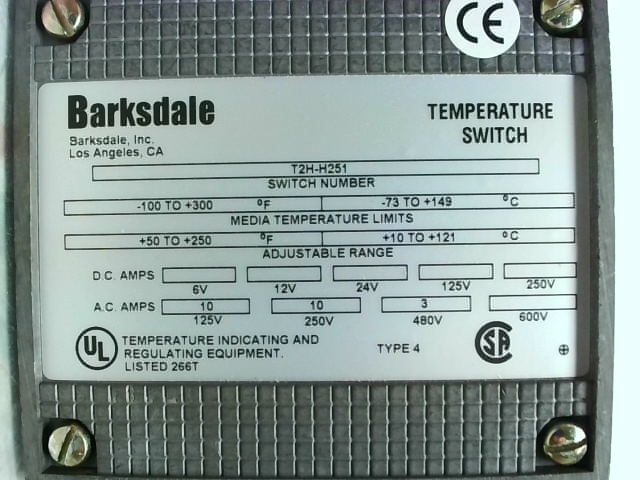 Barksdale T2H-H251 Temperature Switch – Ideal Surplus