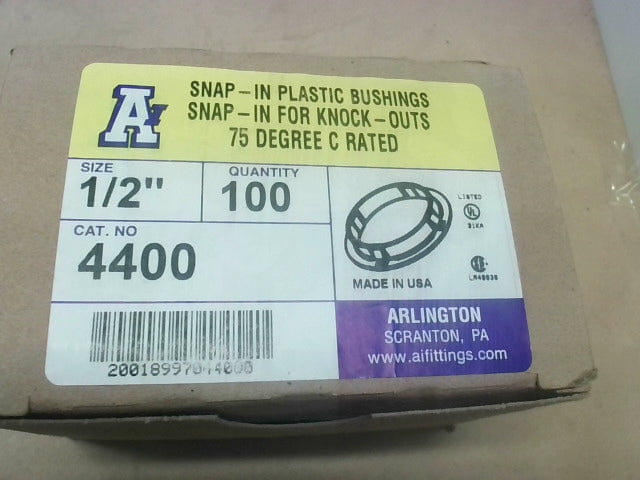Arlington 4400 1/2" Snap In Plastic Bushing (100 Pc) – Ideal Surplus