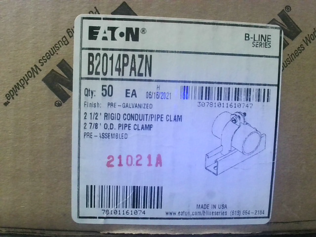 Eaton B-Line Series B2014PAZN 2-1/2" Rigid Conduit/Pipe Clam 2- – Ideal ...