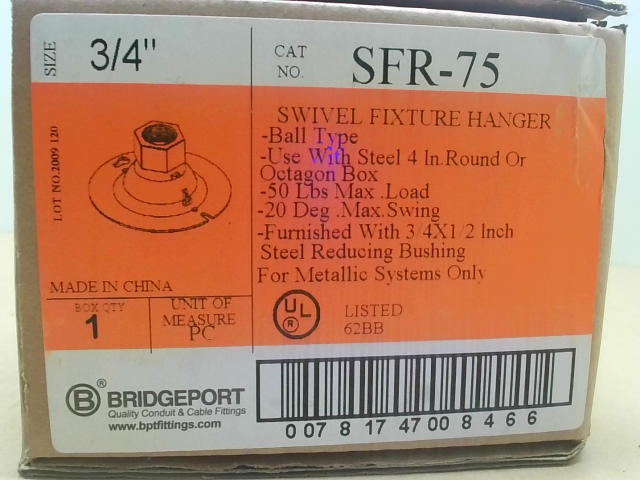 Bridgeport SFR-75 3/4" Swivel Fixture Hanger – Ideal Surplus