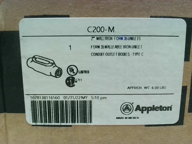 Appleton C200-M 2" Mall Iron Form 35 Unilet Conduit Body – Ideal Surplus