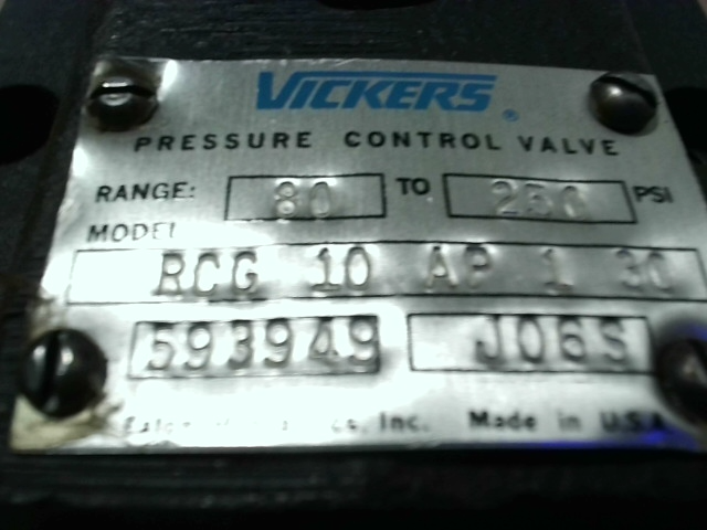 VICKERS Model RCG-10-AP-1-30 Pressure Control Valve 593949 J06S – Ideal ...