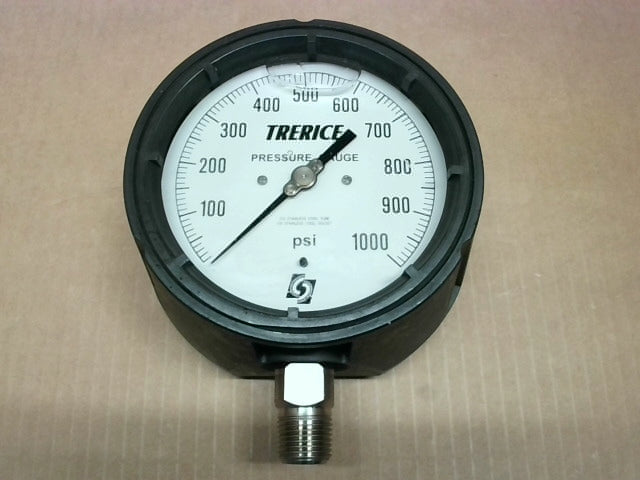 Trerice Pressure Gauge 1/2" NPT 4" FAce 0-1000 Psi Range – Ideal Surplus