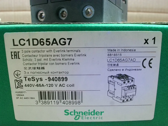 Schneider Electric LC1D65AG7 Contactor 120VAC Coil TeSys Deca – Ideal ...
