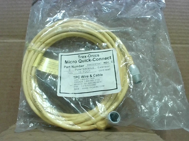TPC Wire 69933/97047 /C Micro Quick Connect Cable 90 Degree Male Strai ...