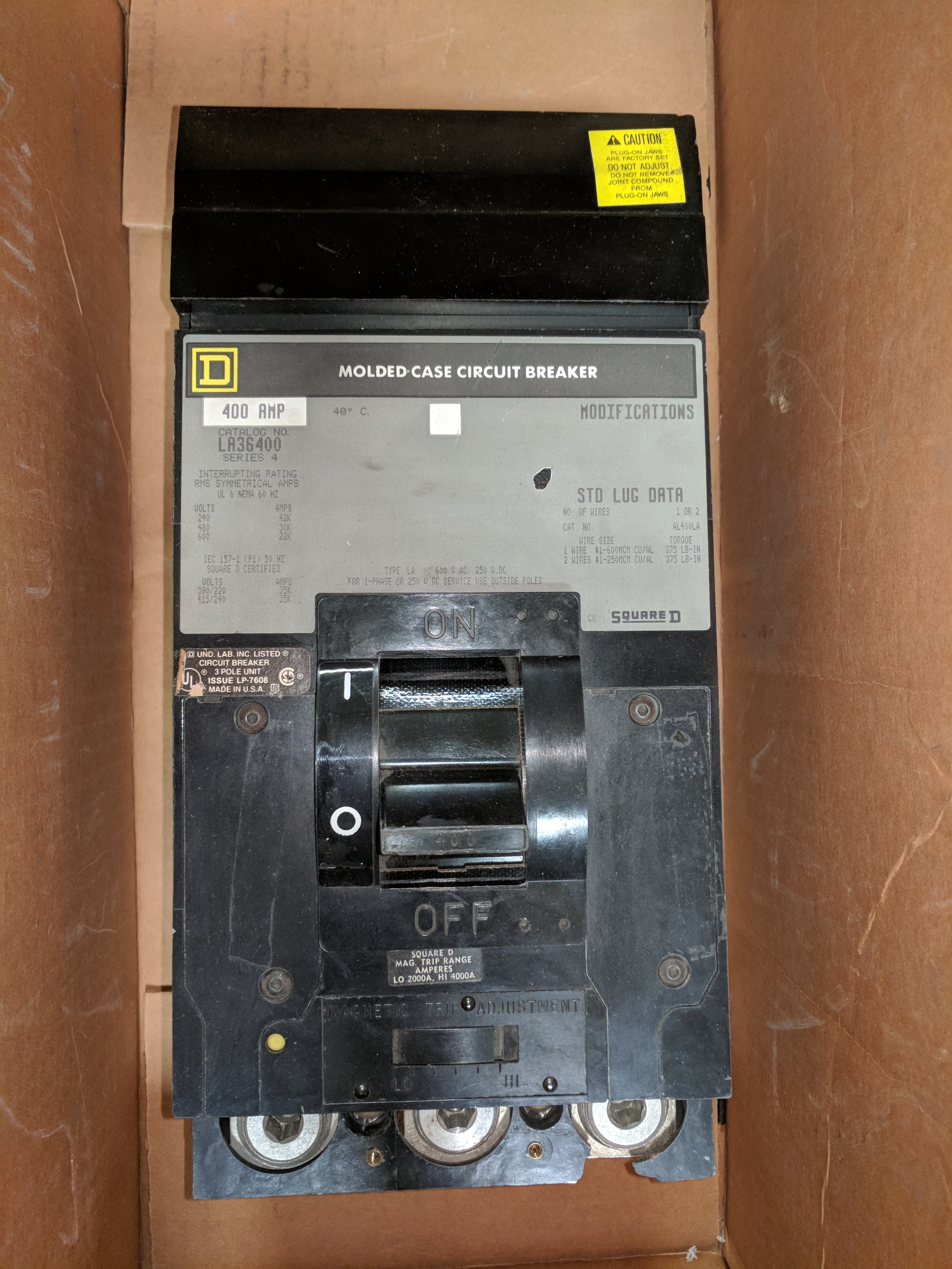 SQUARE D LA36400-LINE CIRCUIT BREAKER 400A – Ideal Surplus