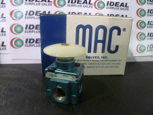 MAC - 1113A-036 VALVE: PUSH BUTTON FLOW CONTROL VALVE. – Ideal Surplus