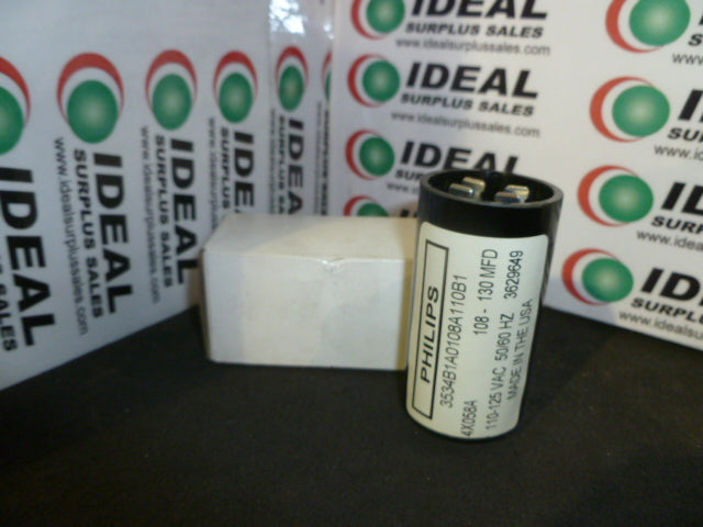 PHILIPS, 3534B1A0108A110B1 - CAPACITOR: 110-125VAC, 50/60HZ, 108-130MF ...