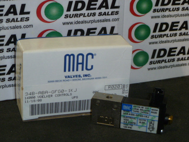 MAC 34B-ABA-GFG0-1KJ - VALVE, 0.5 AMPS, 6.25 WATTS, VACUUM TO 120PSI ...