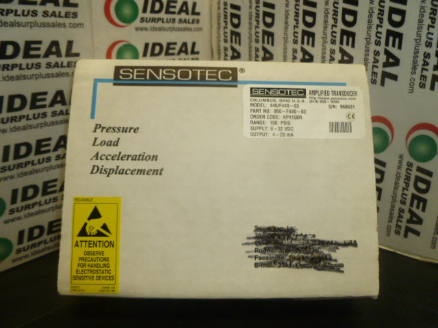 SENSOTEC 060-F440-03 0-100PSI Pressure Transducer Model 440/F440-03 10 ...